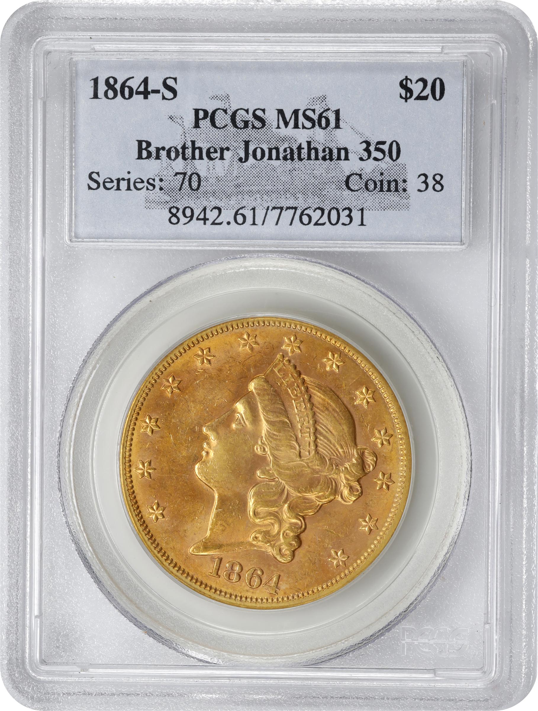 Collectors Corner - 1864-S $20 MS61 PCGS - #65291963